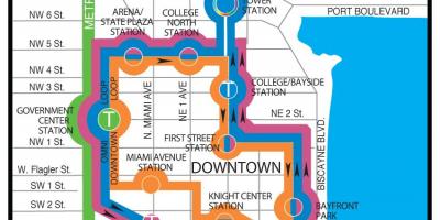 Miami Metromover carte - Metromover carte de Miami (Floride - USA)